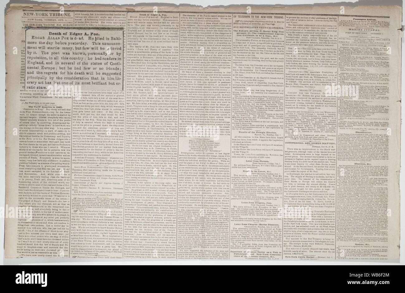 Edgar Allan Poe Obituary