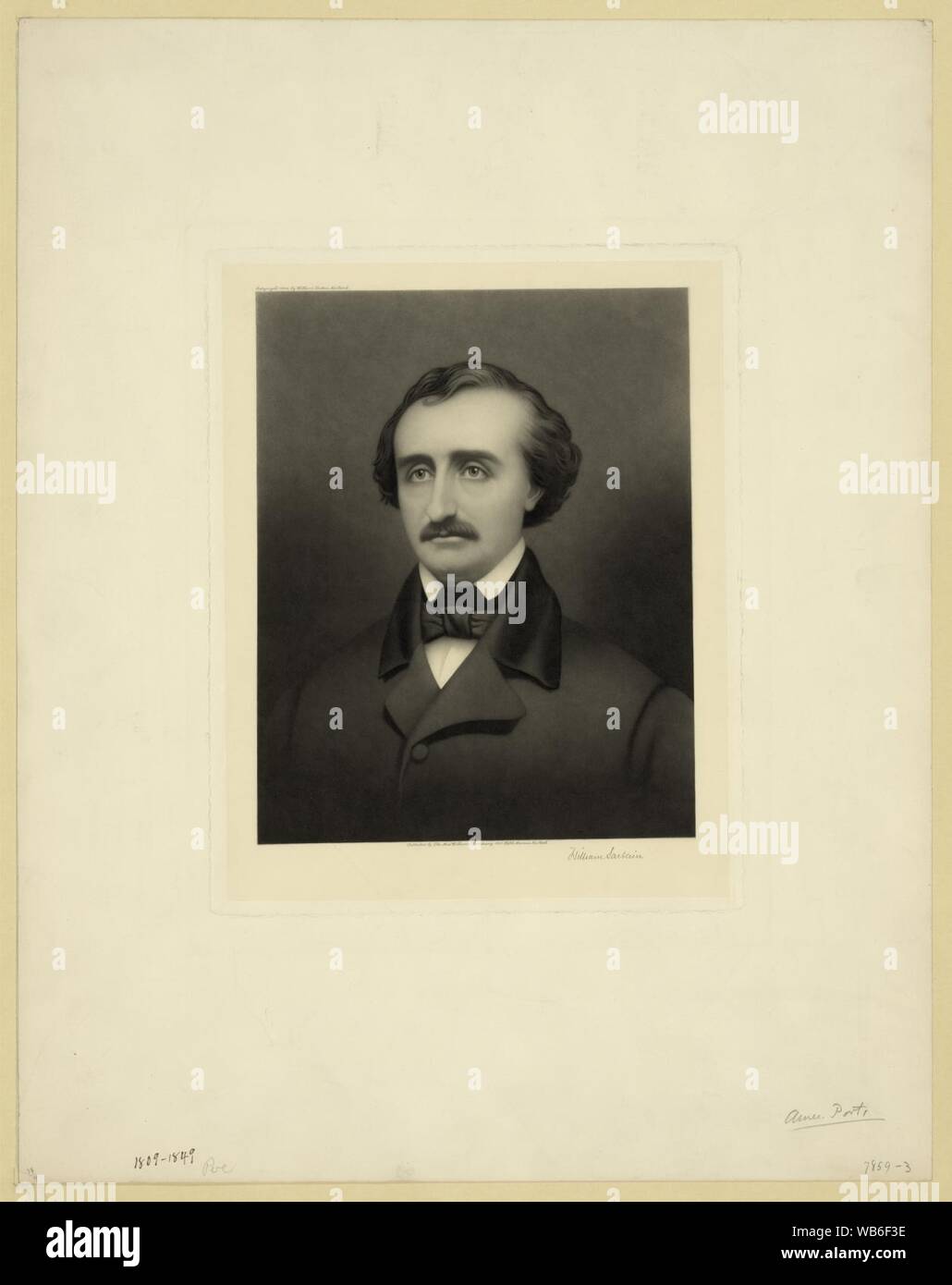 Edgar Allan Poe, head-and-shoulders portrait, facing front) - William ...