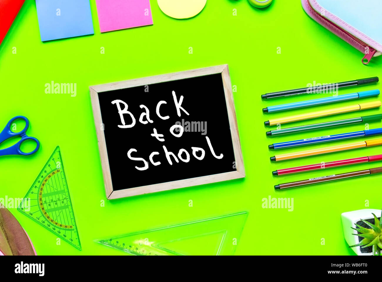 Back to school Top view flat lay, Education background concept Stock ...