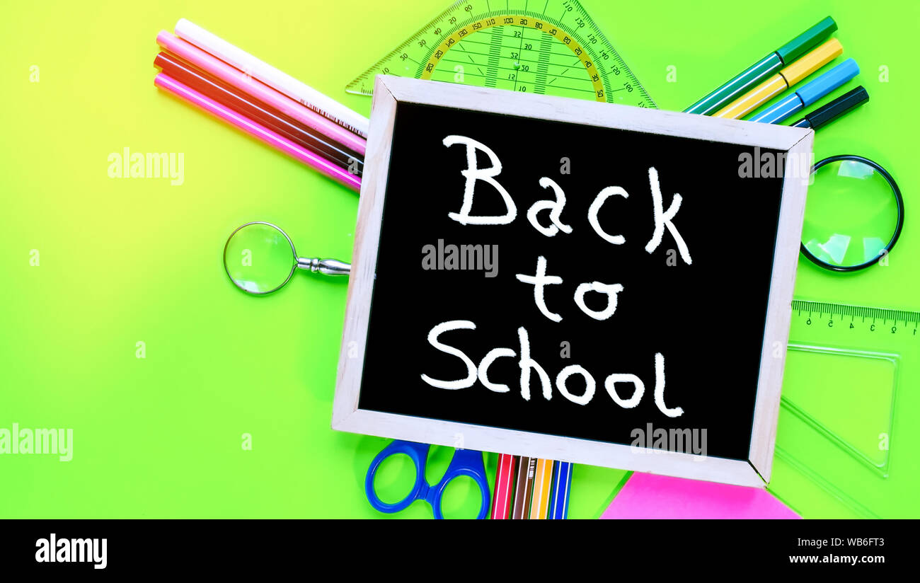 Back to school Top view flat lay, Education background concept Stock ...