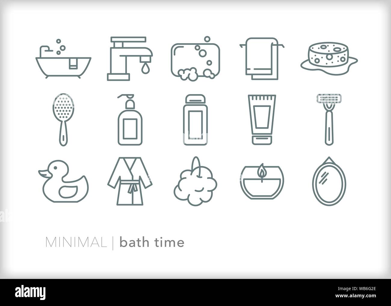 Set of 15 bath time line icons for scrubbing up and getting clean Stock ...