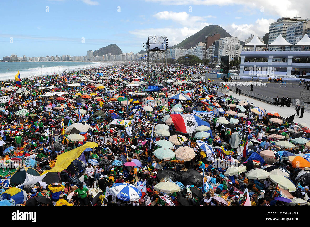 Rio de Janeiro, July 28, 2013. Catholic faithful flock to Copacabana ...