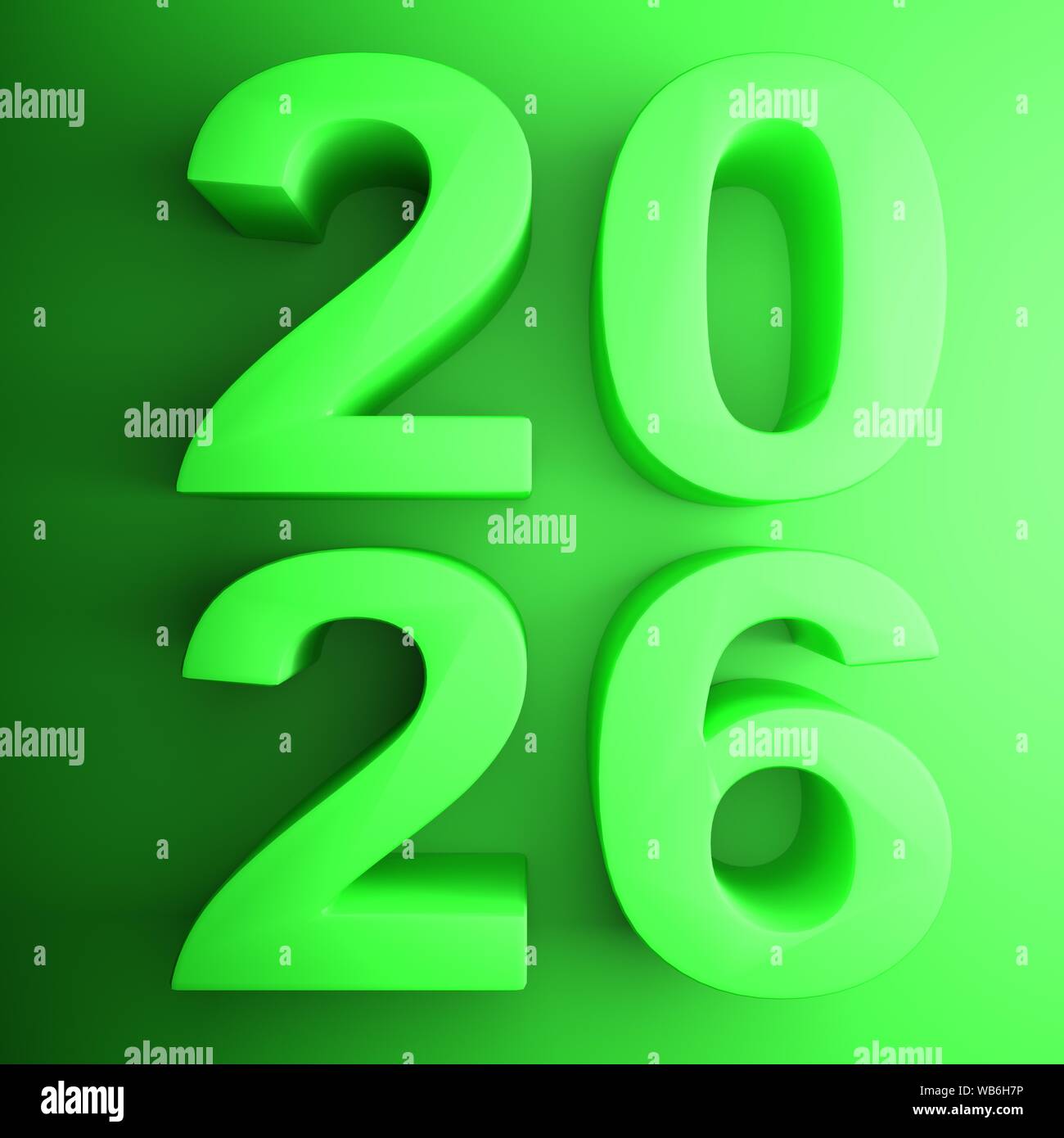 2026 green square icon - 3D rendering illustration Stock Photo - Alamy