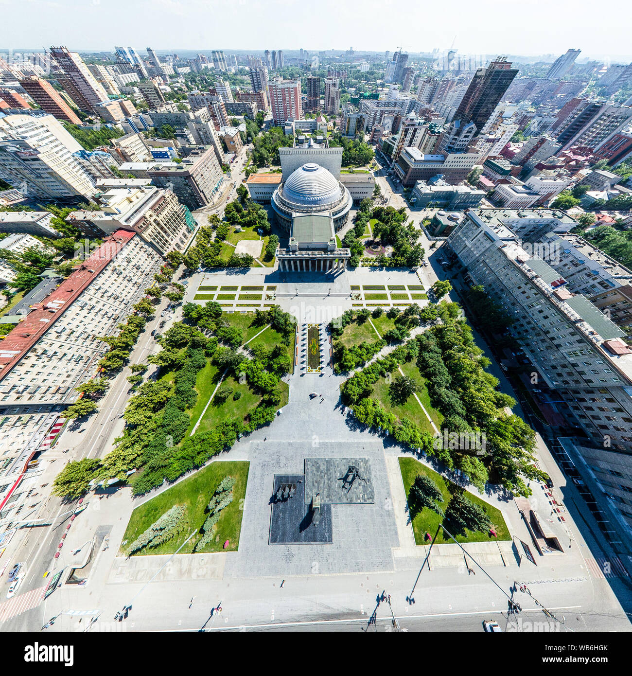 Aerial city view with roads, houses and buildings Stock Photo - Alamy