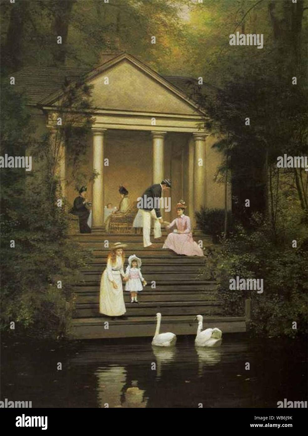 Edith Hayllar - Feeding the Swans Stock Photo - Alamy