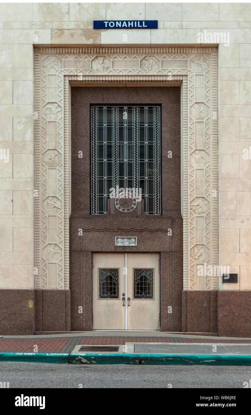 Facade of the long-abandoned First National Bank Building, which opened ...