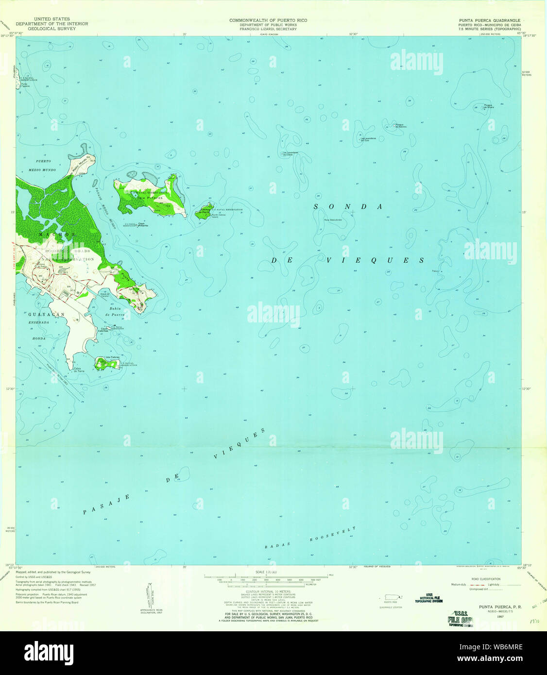 USGS TOPO Map Puerto Rico PR Punta Puerca 362218 1957 20000 Restoration ...