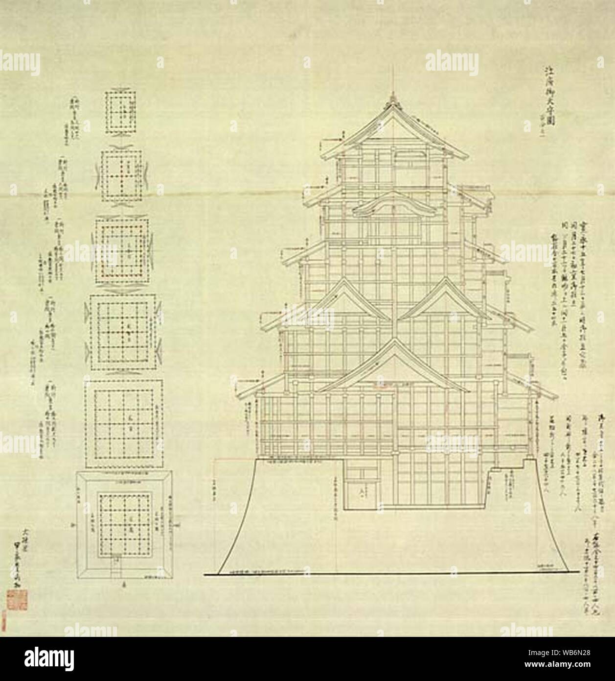 Edo Castle Donjon plan pic 03 Stock Photo - Alamy