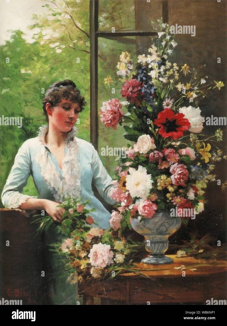 Edouard Debat-Ponsan Preparing the flower arrangement 1886 Stock Photo ...