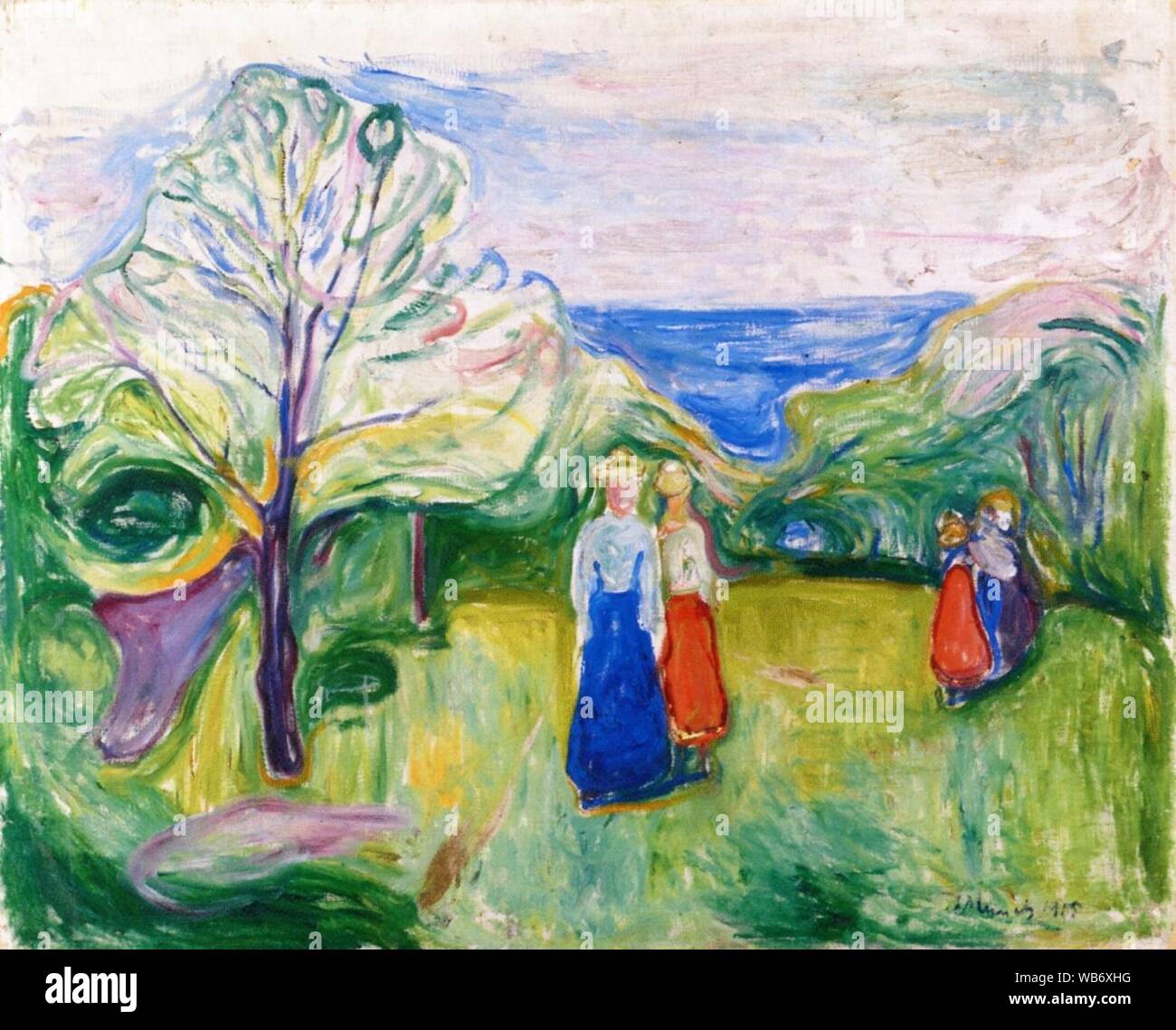Edvard Munch - Cherry Tree in Blossom and Young Girls in the Garden ...