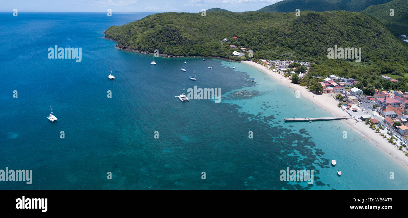Views of Martinique beach and mountain from above, in the caribbean ...