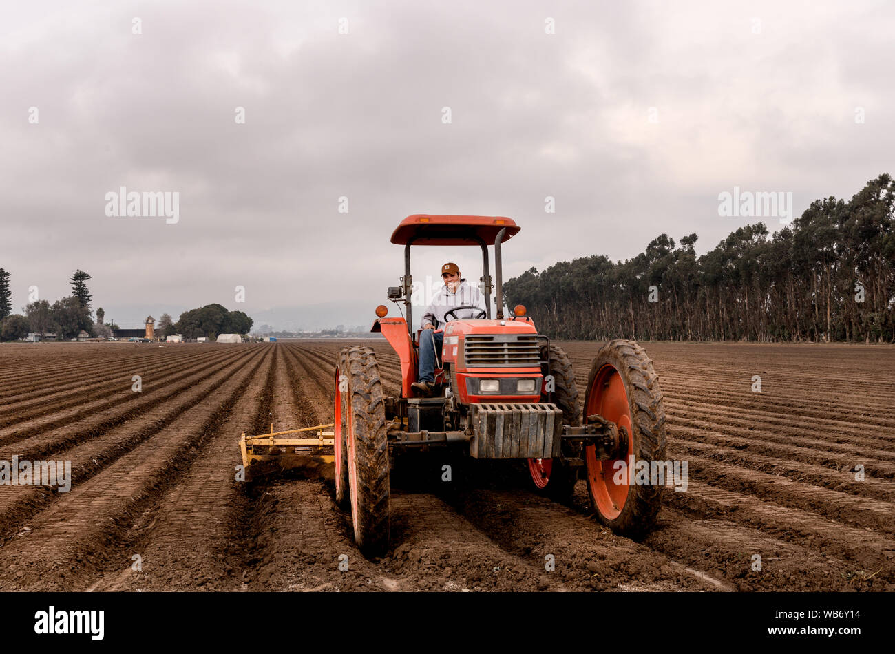 Farmer on his tractor northwest of Oxnard, California Stock Photo - Alamy