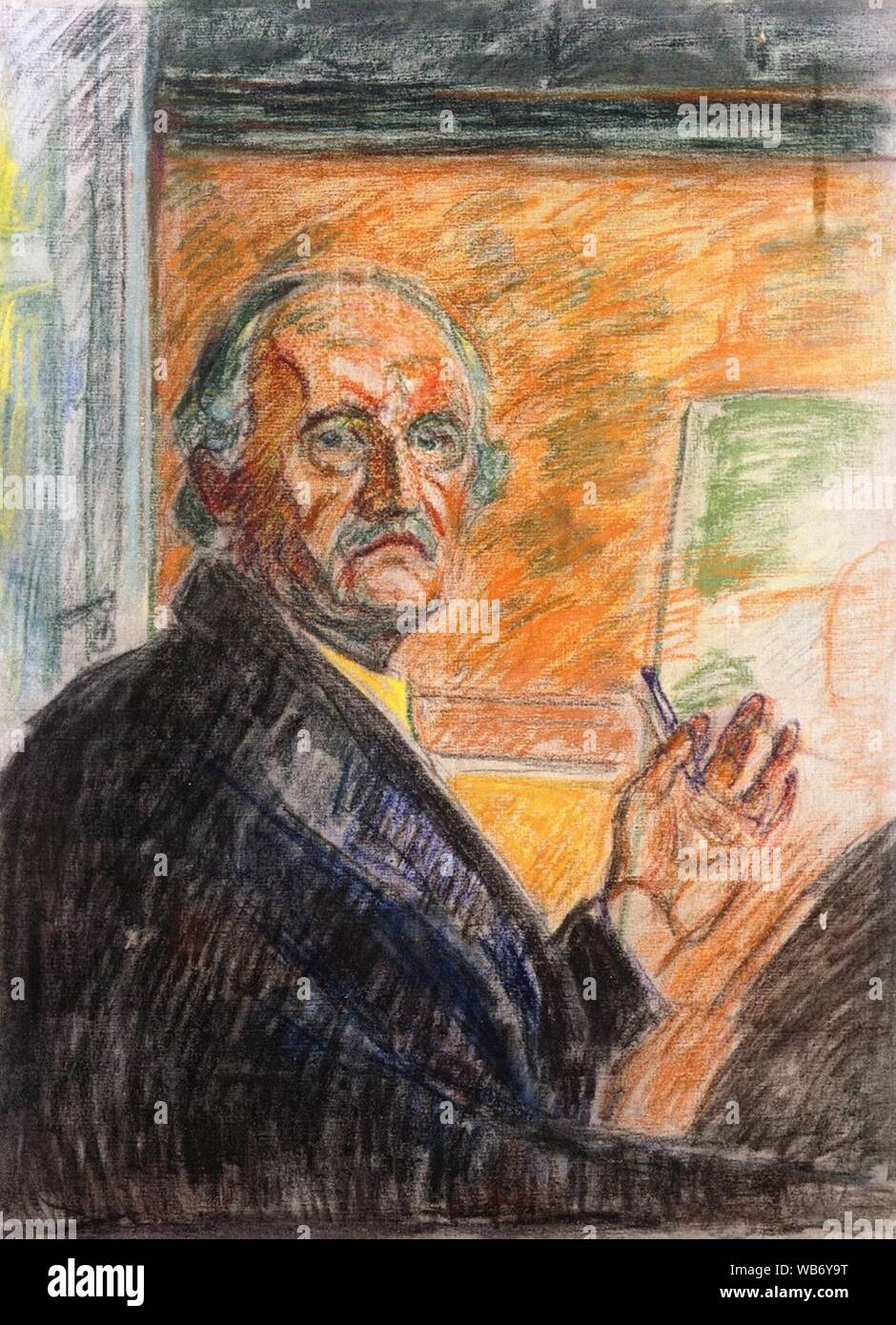 Edvard Munch - Self-Portrait with Pastel Stick - 1943 Stock Photo - Alamy