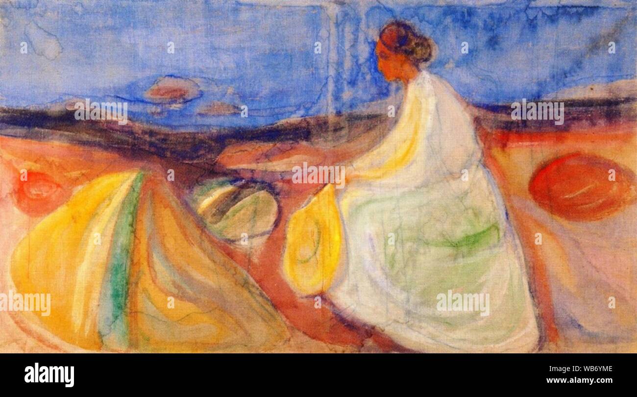 Edvard Munch - Woman in White Sitting on the Beach Stock Photo - Alamy