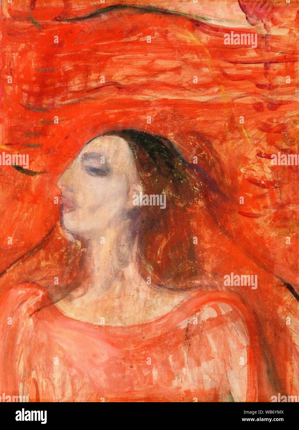 Edvard Munch - Woman's Head against a Red Background Stock Photo - Alamy