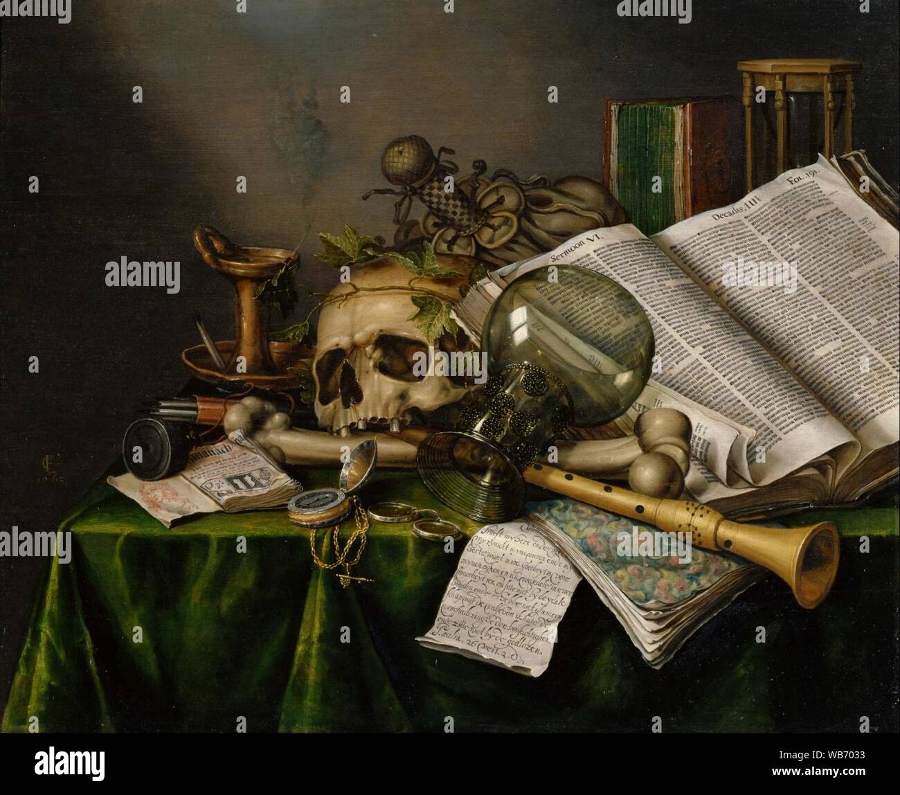 Edwaert Collier - Vanitas - Still Life with Books and Manuscripts and a ...