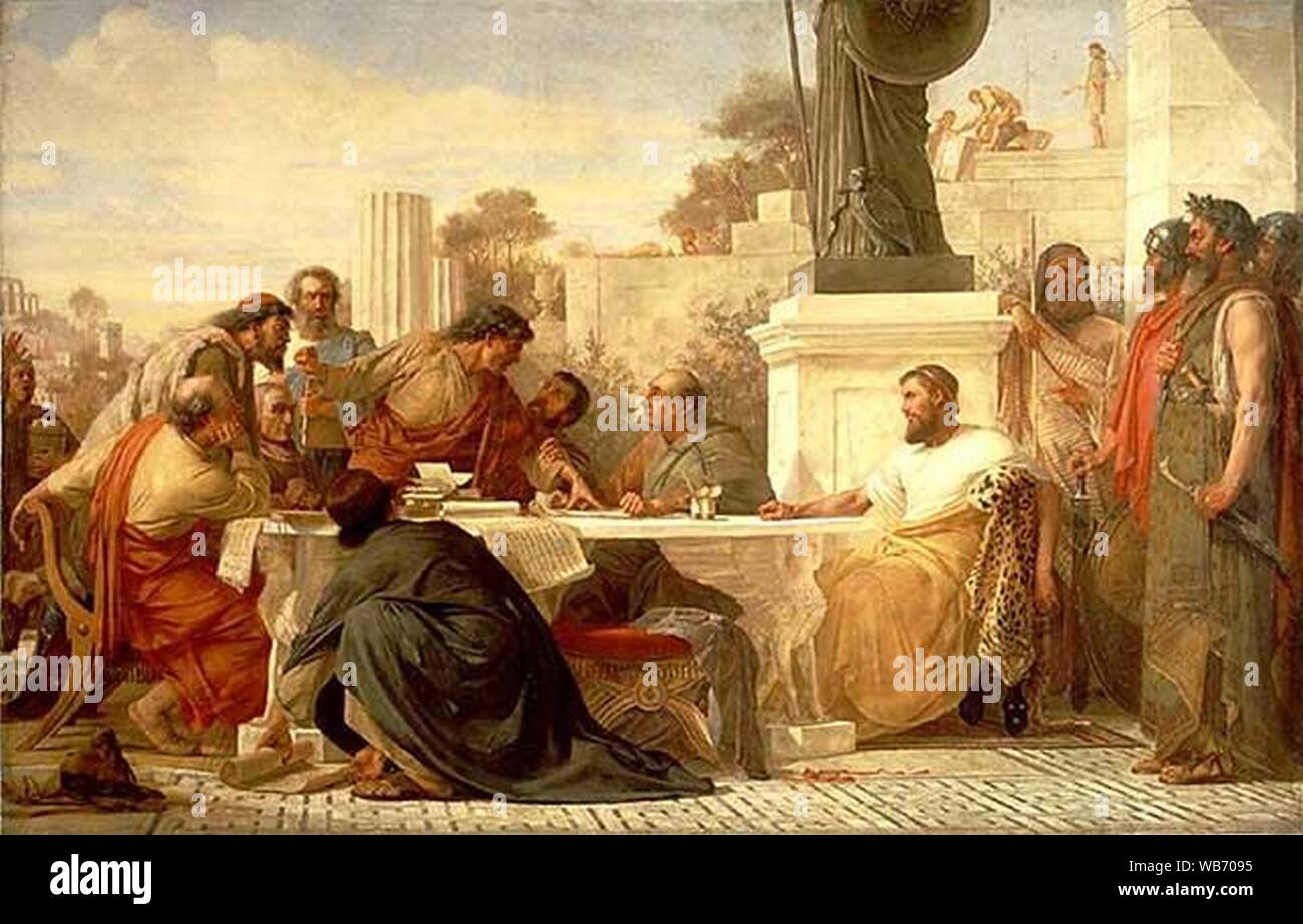 Edward Armitage - Julian the Apostate presiding at a conference of ...