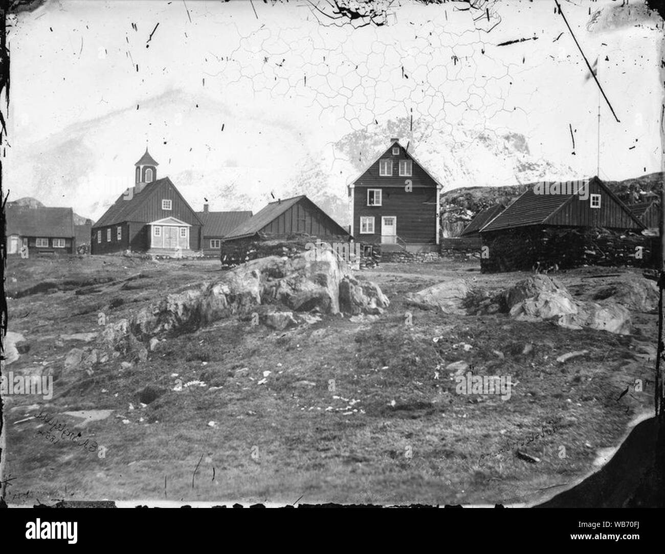 Edward Augustus Inglefield wooden buildings in Holsteinborg Greenland ...