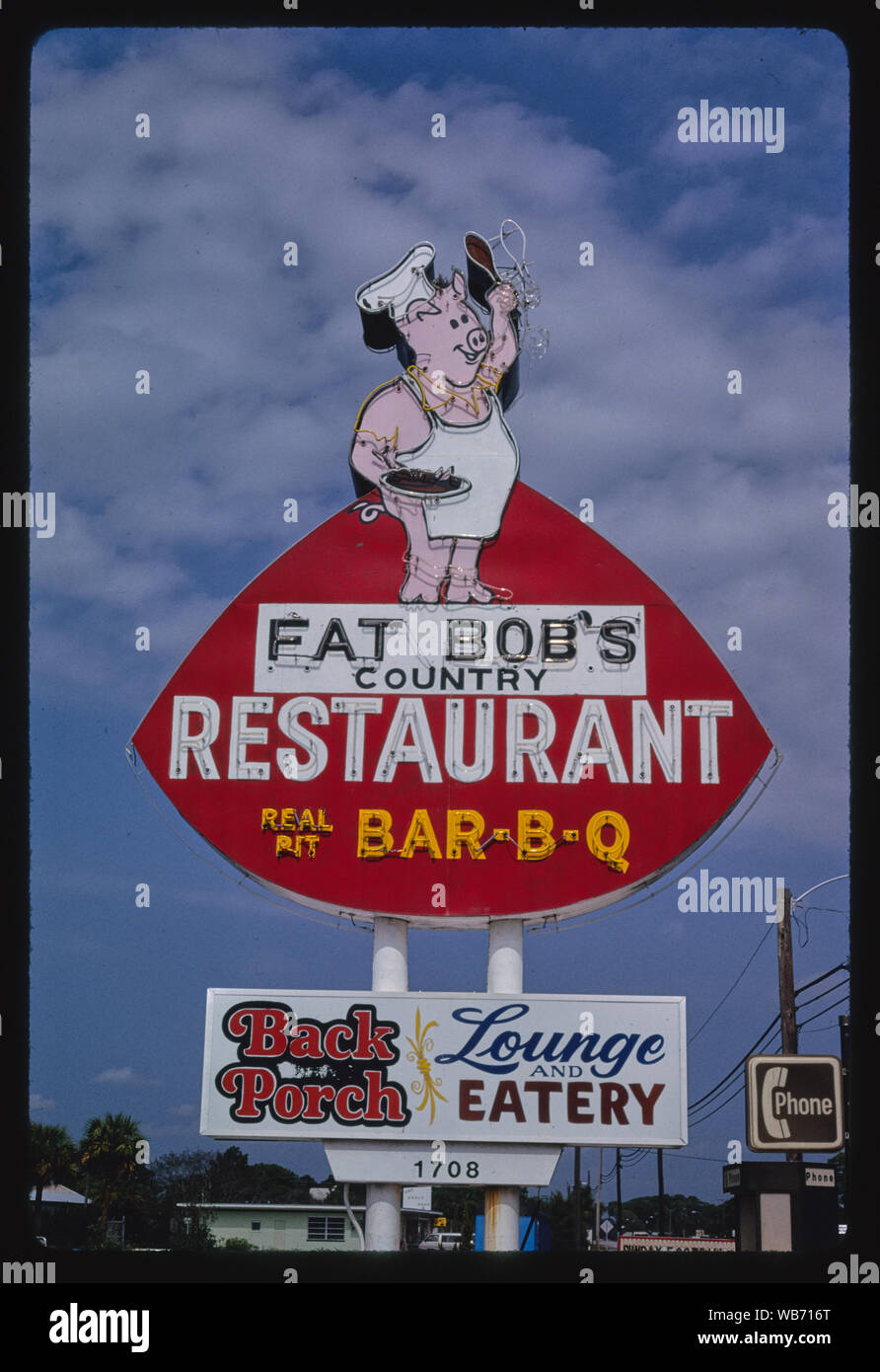 Fat bobs country restaurant real pit bar b q sign hi-res stock ...