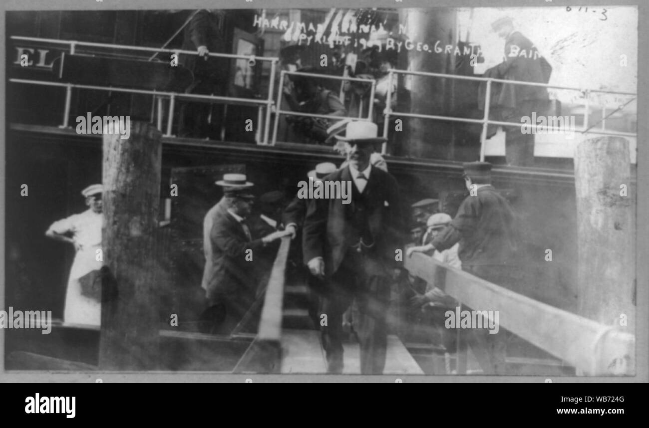 Edward Henry Harriman, railroad magnate, departing boat and arriving in ...