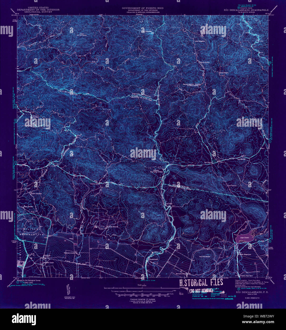 USGS TOPO Map Puerto Rico PR Rio Descalabrado 362556 1945 30000 ...