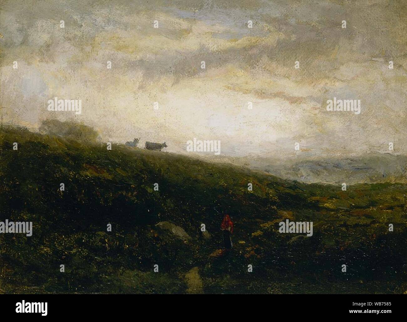 Edward Mitchell Bannister - Untitled (cows descending hillside Stock ...