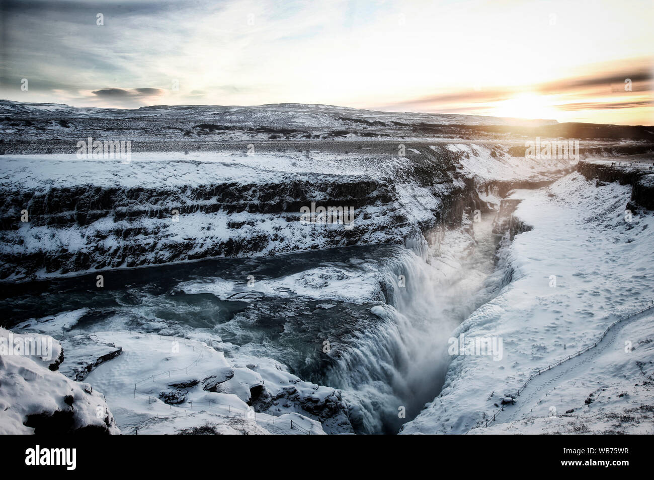 Waterfall Gullfoss, Golden Circle, Iceland in Winter Stock Photo - Alamy