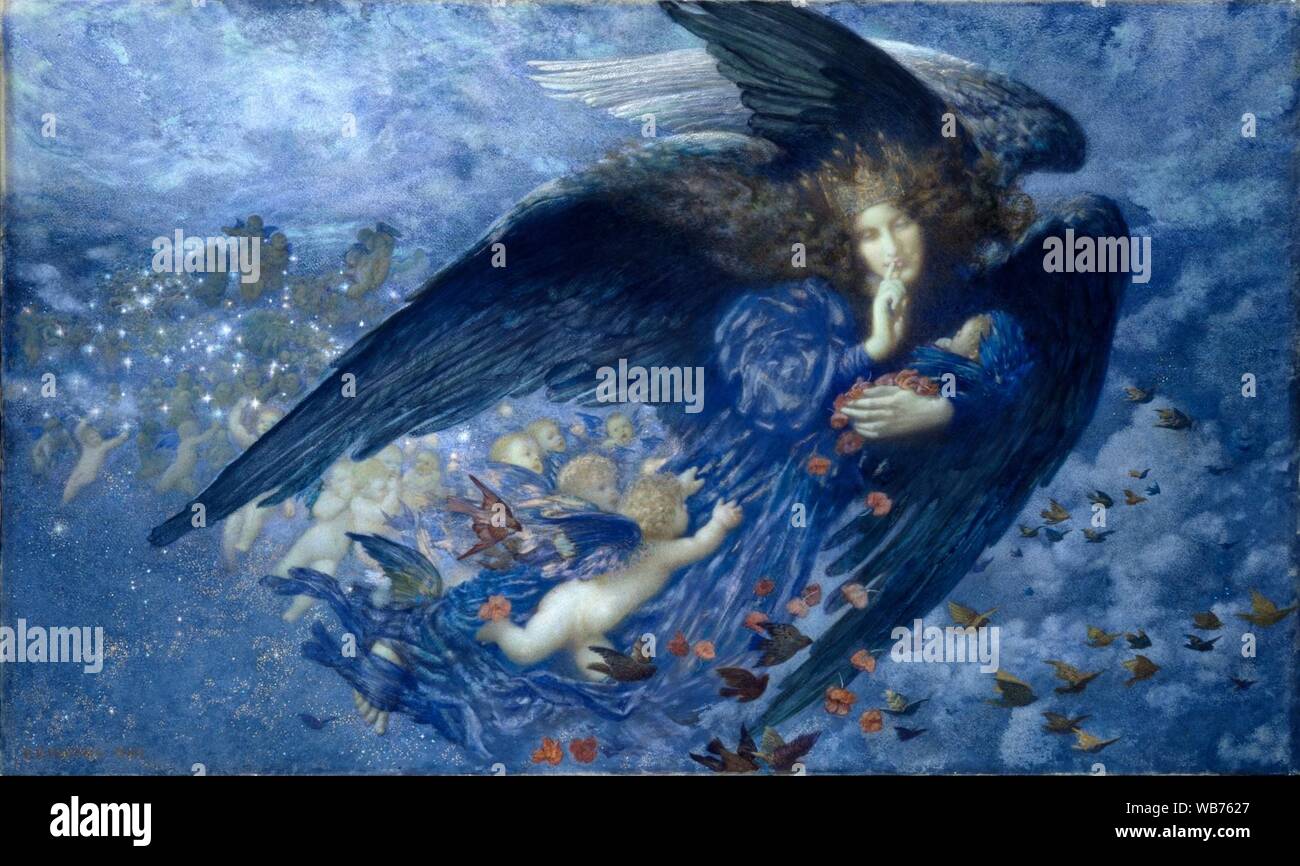 Edward Robert Hughes - Night with her Train of Stars Stock Photo - Alamy