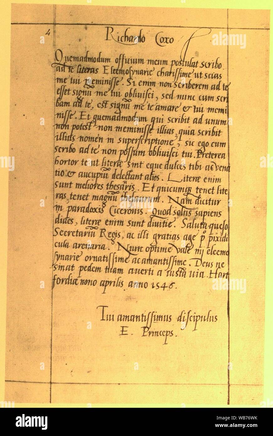 Edward VI, letter Stock Photo - Alamy