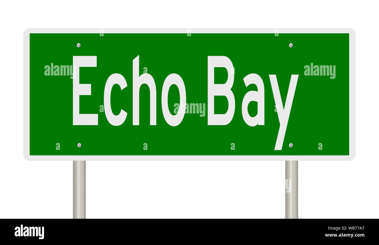 Rendering of a green highway sign for Echo Bay Northwest Territories ...