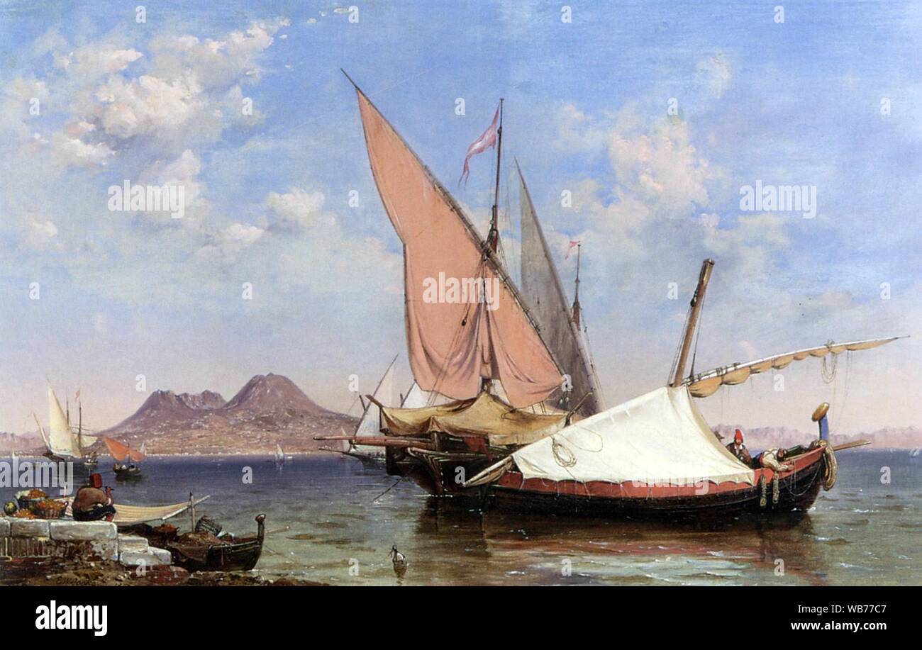 Edward William Cooke Vesuvius, catalan and paranzella Stock Photo - Alamy
