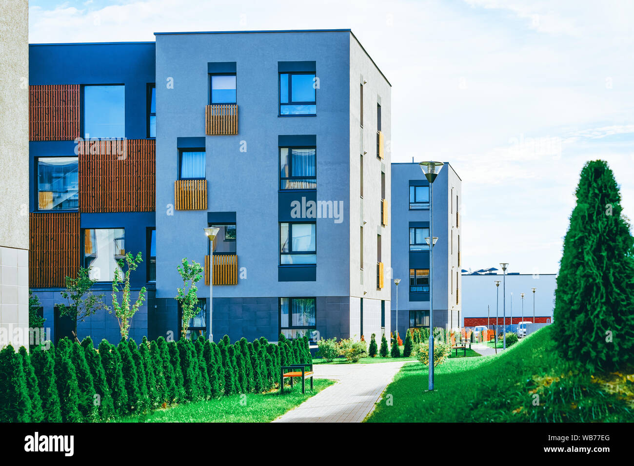 Apartment modern houses and homes residential buildings complex real ...
