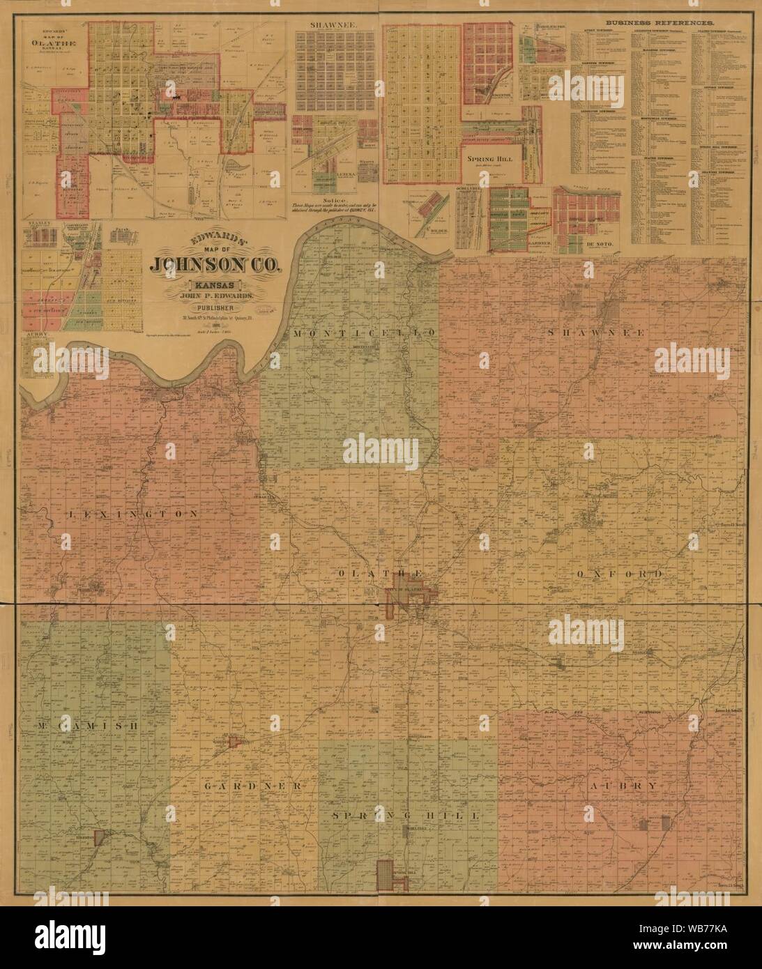 Edward's map of Johnson Co., Kansas Stock Photo - Alamy