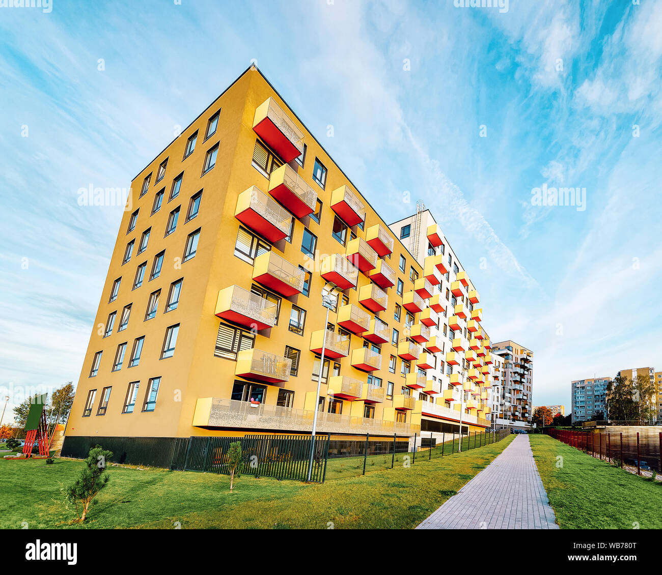 Apartment residential modern house and home building with outdoor ...