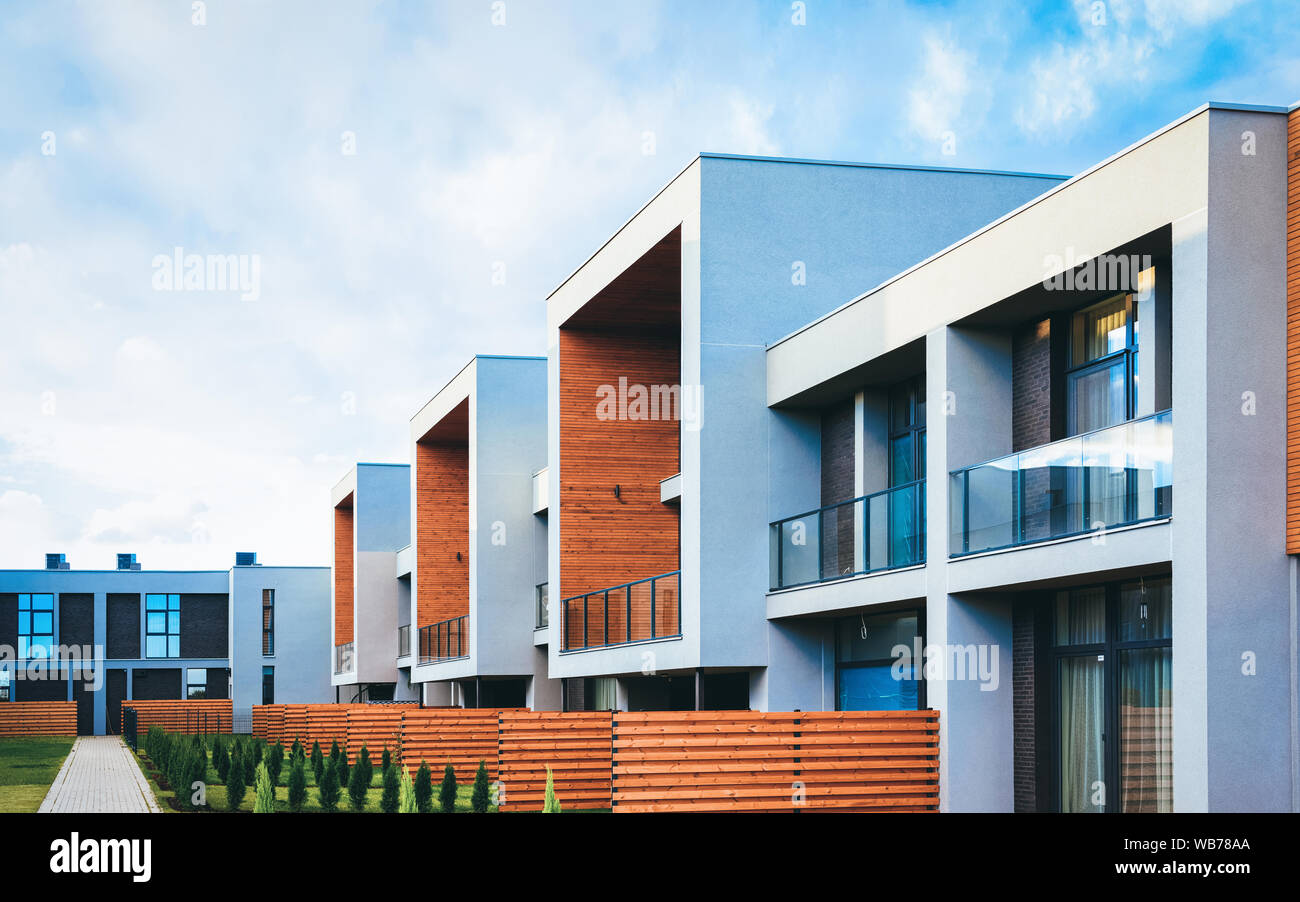 Apartment residential townhouse buildings with outdoor concept. Street ...