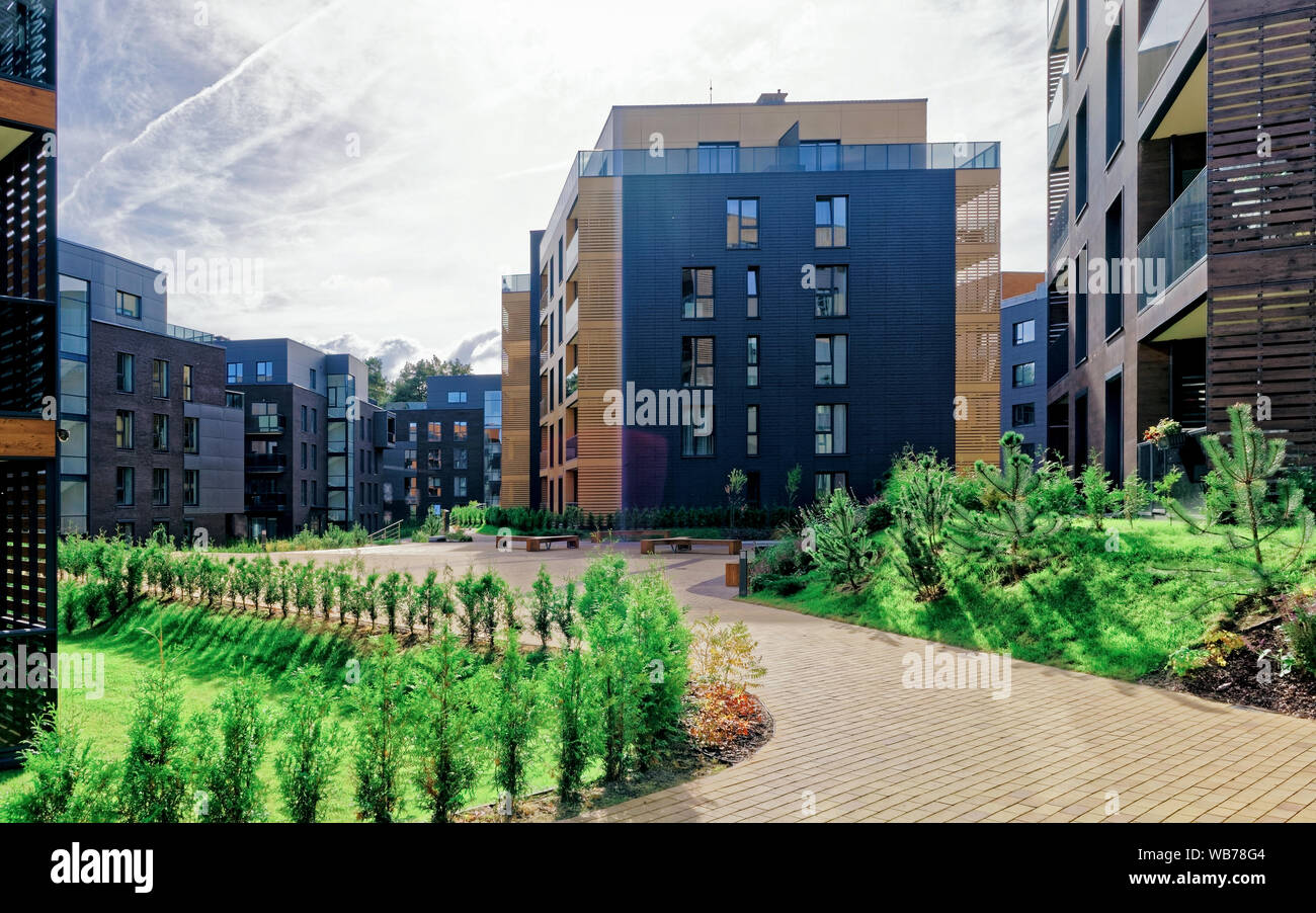 Architectural complex of apartment residential buildings. And outdoor ...