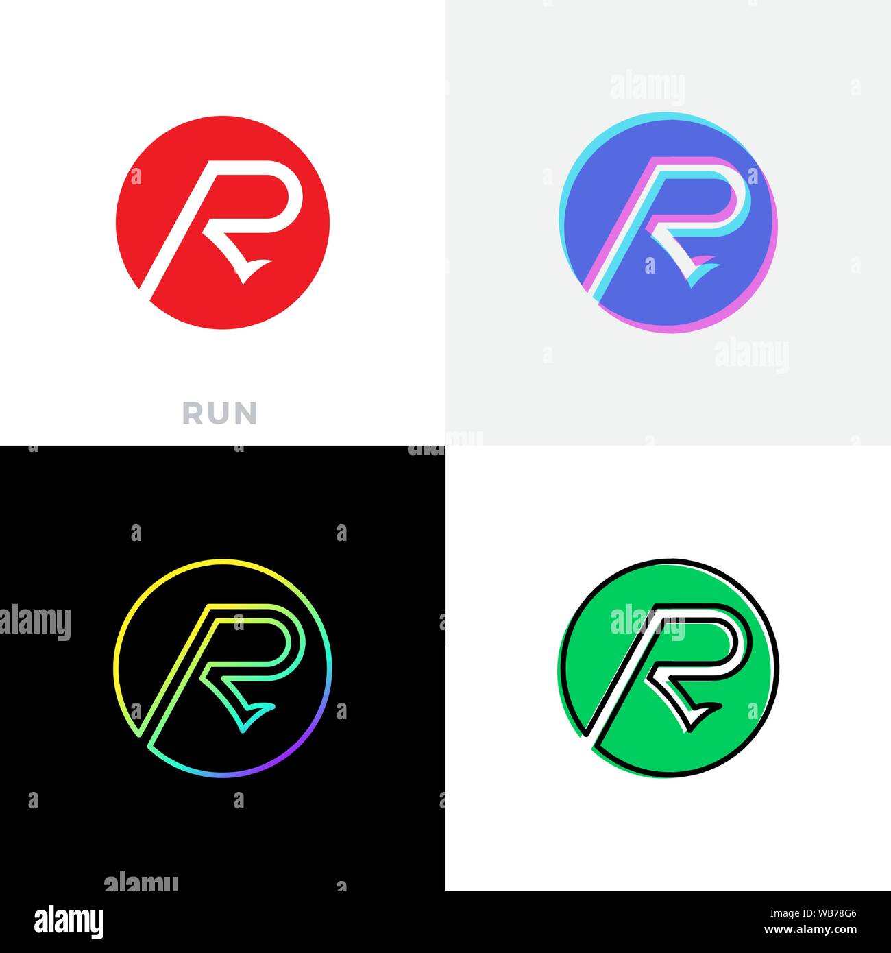 Abstract letter R logo design template. Dynamic vector unusual font ...