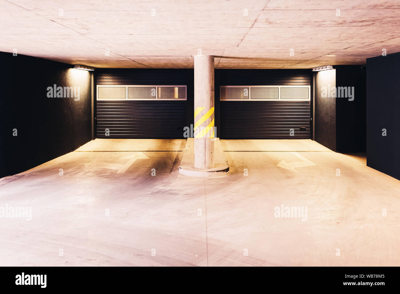 Architecture of a modern European garage of residential quarter Stock ...