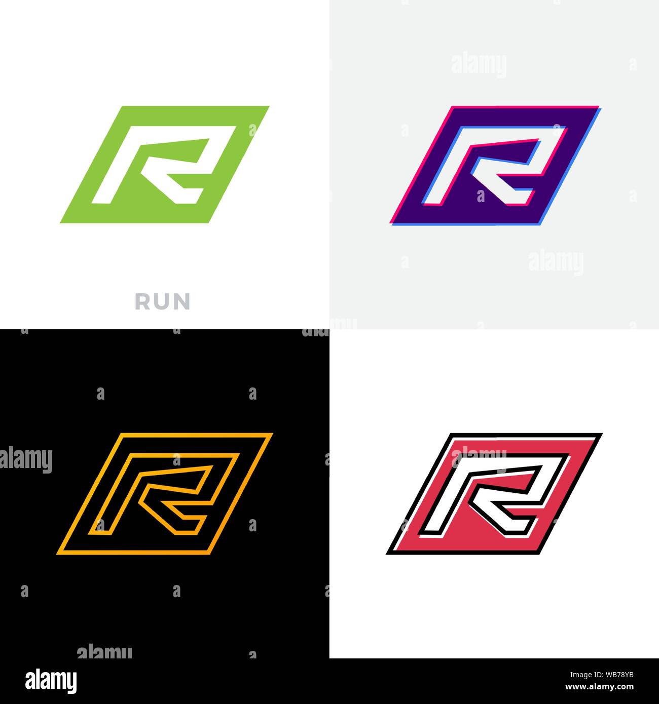 Abstract letter R logo design template. Dynamic vector unusual font ...