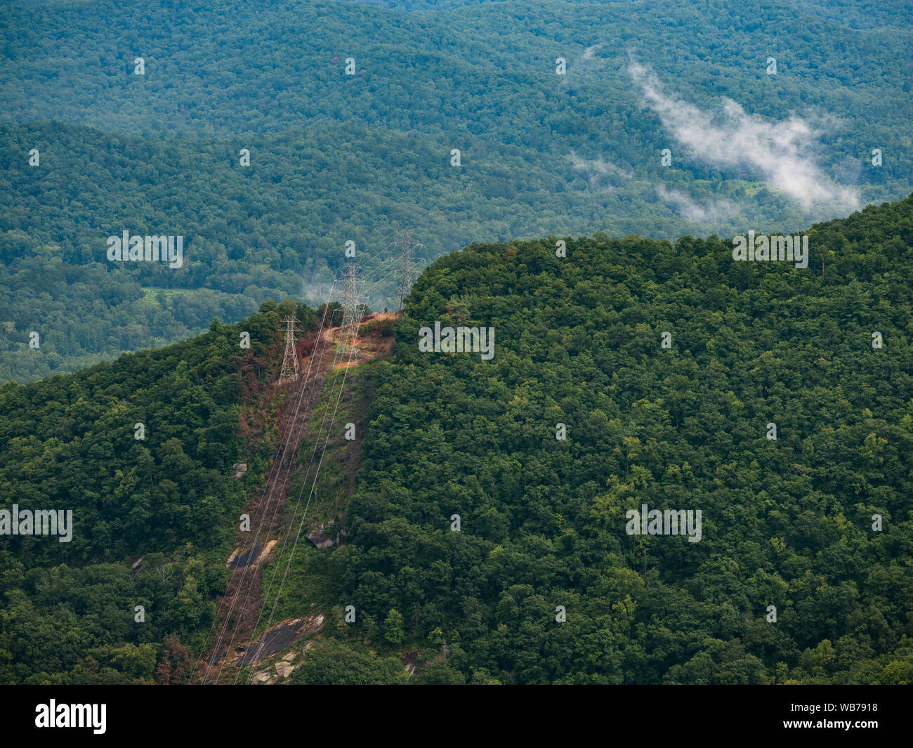 High electrical voltage power transmission lines and towers in the ...