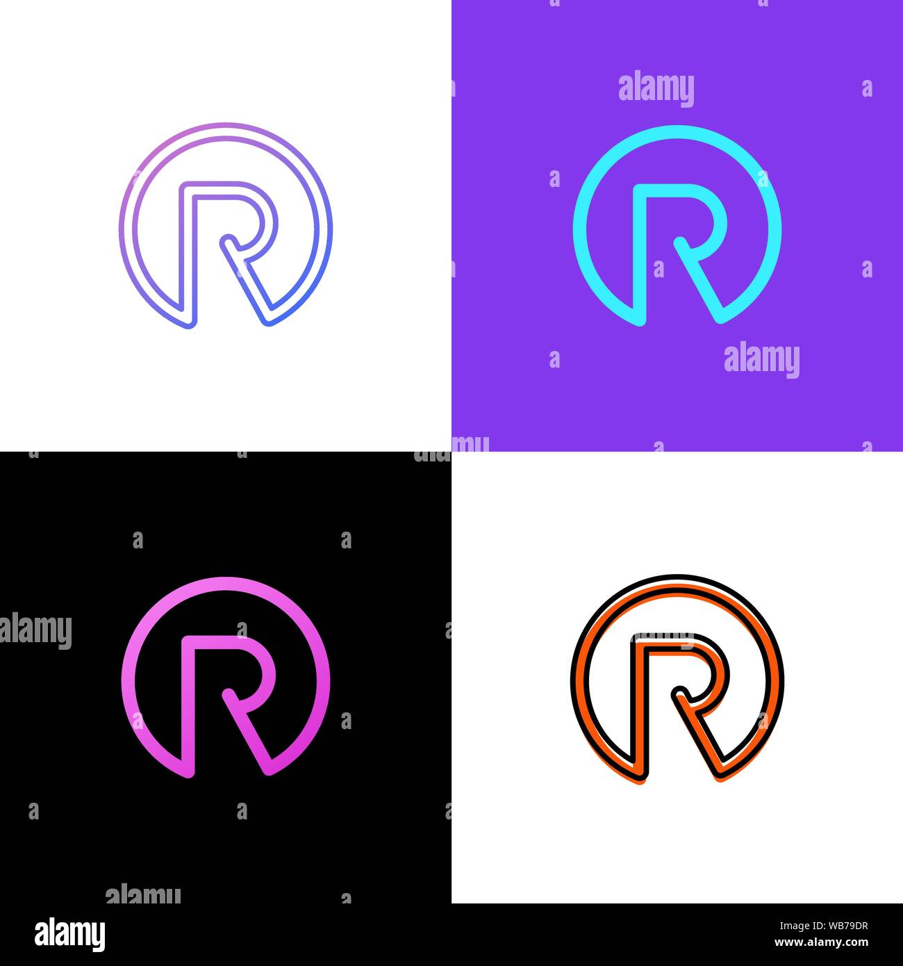 Vector Letter R logo in Circle shape symbol, Digital Technology or ...