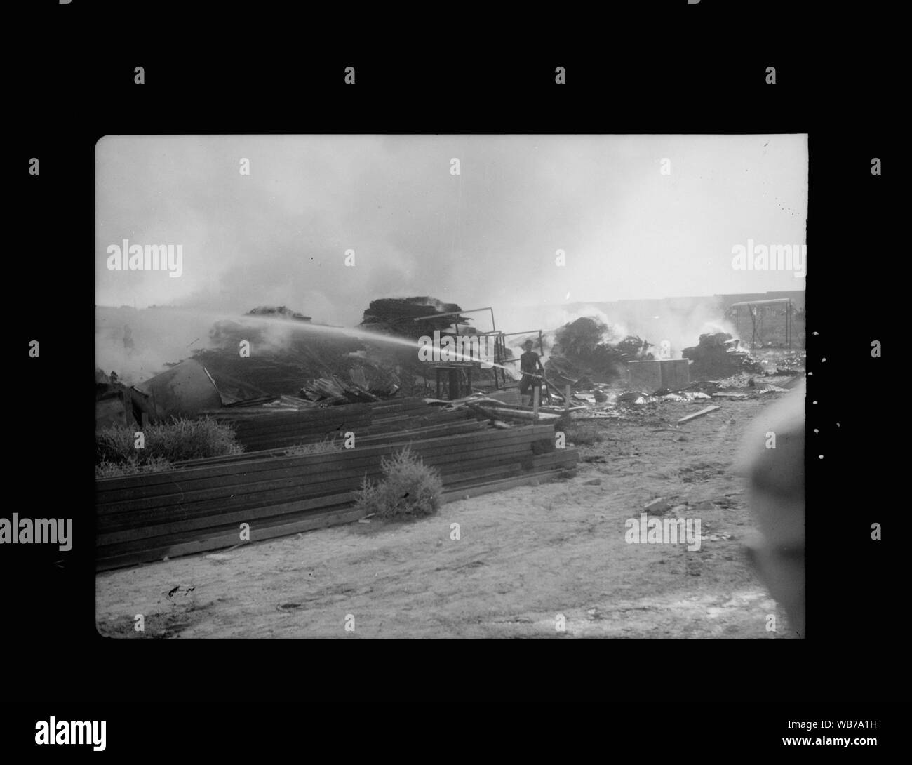 Fire in lumber yard at German Colony, Aug. 21-22, 1938 Abstract/medium ...