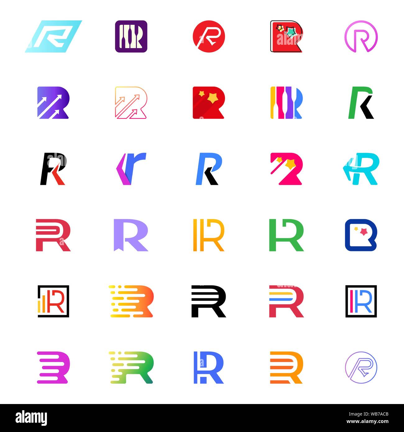 Set of vector letter r logo design template elements. Business logotype ...