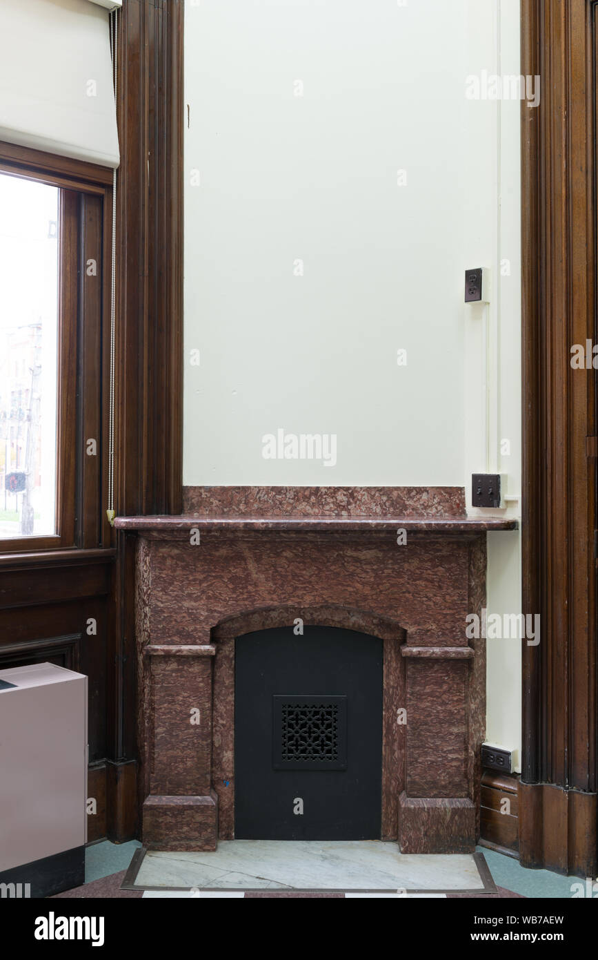 Fireplace. U.S. Custom House, Portland, Maine Stock Photo - Alamy