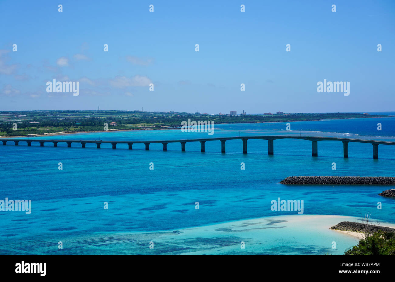 Okinawa, Japan, 14th, May, 2018. View of Kurima Bridge from the Ryugujo ...