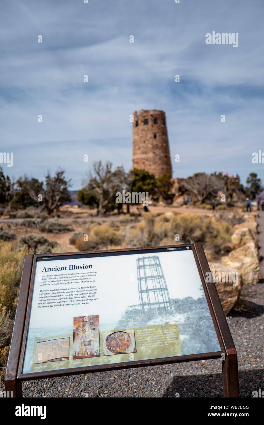 Arizona, America, 9th, March, 2018. Information about the Desert View ...