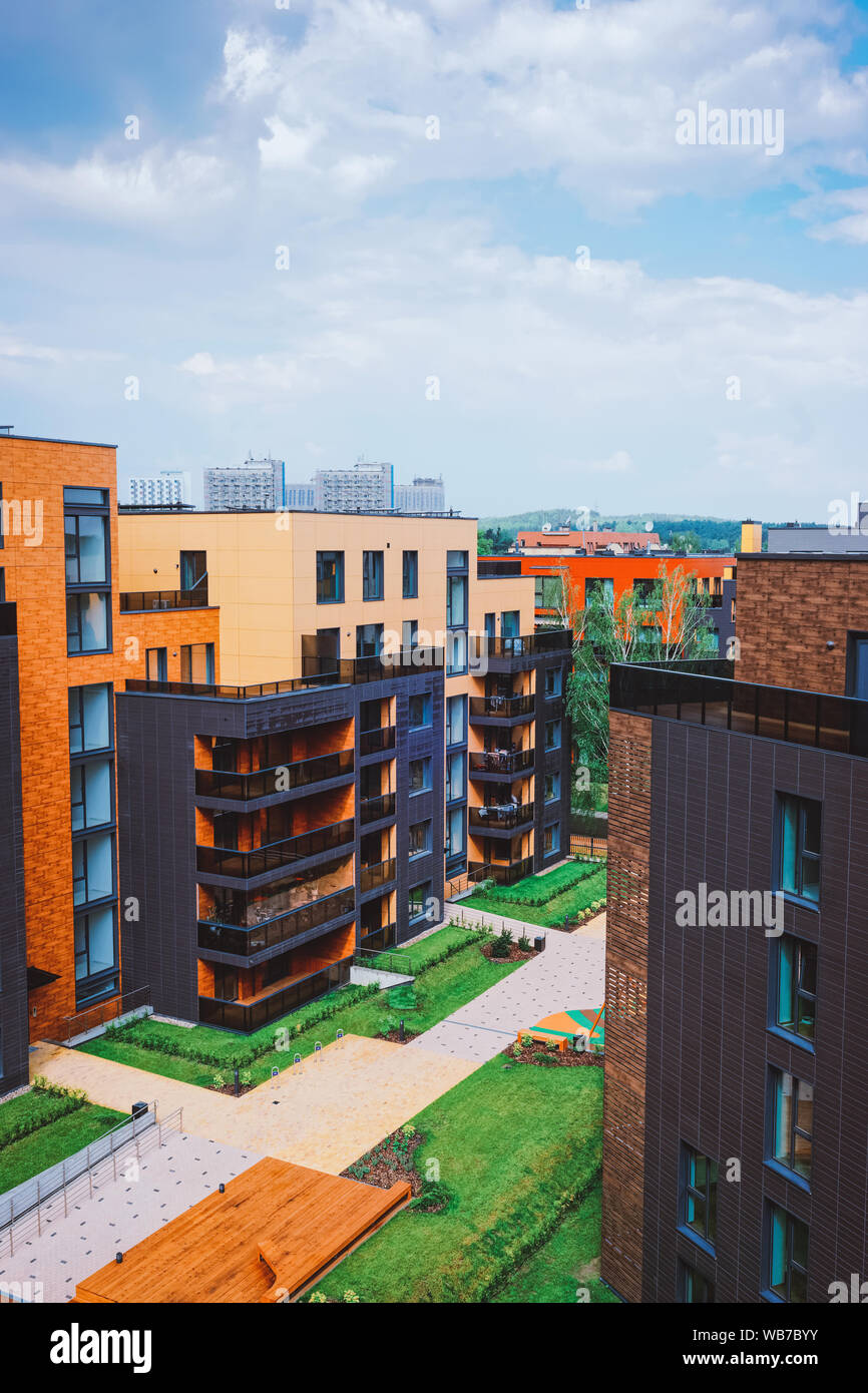 European Modern residential building apartment quarter. Other outdoor ...