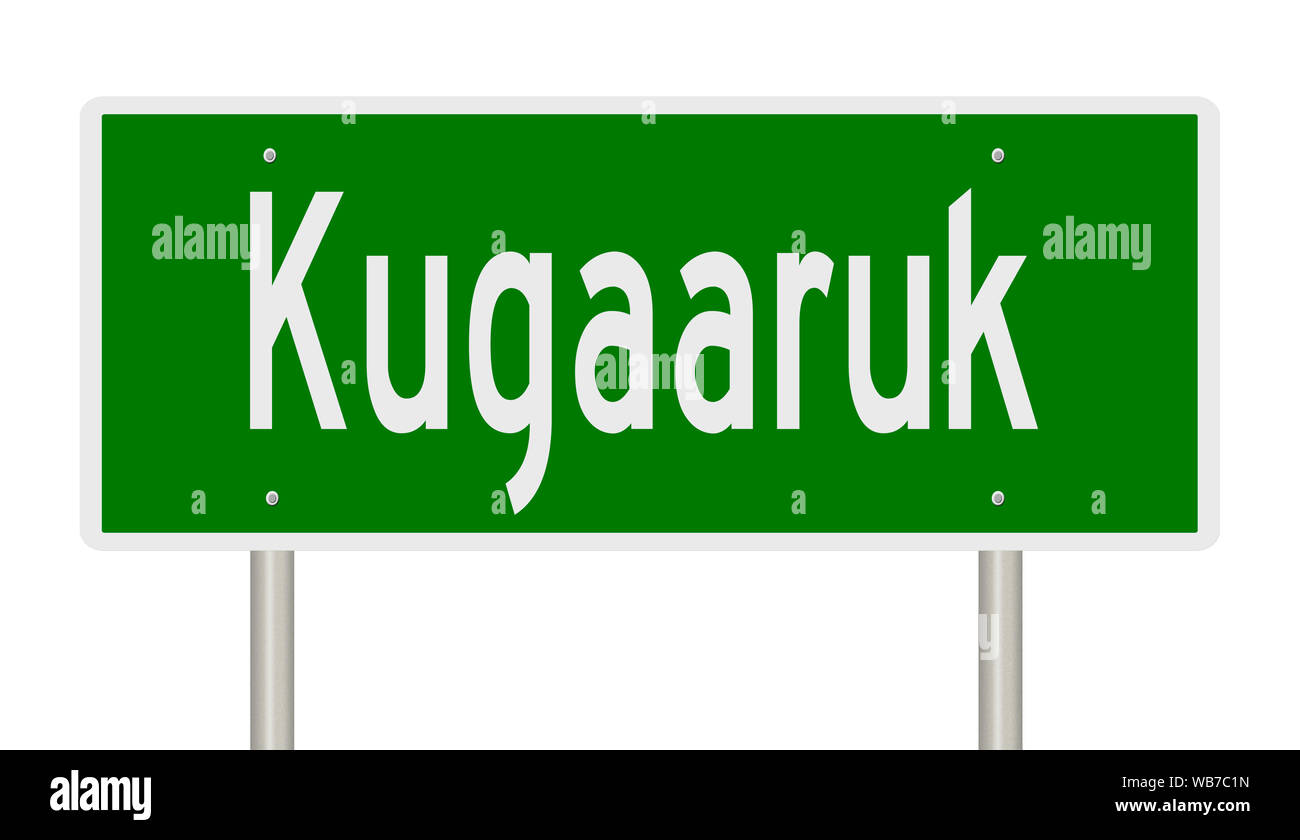 Rendering of a green highway sign for Kugaaruk Nunavut Canada Stock ...