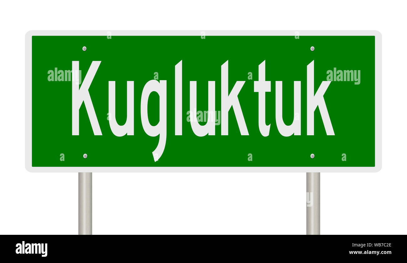 Rendering of a green highway sign for Kugluktuk Nunavut Canada Stock ...