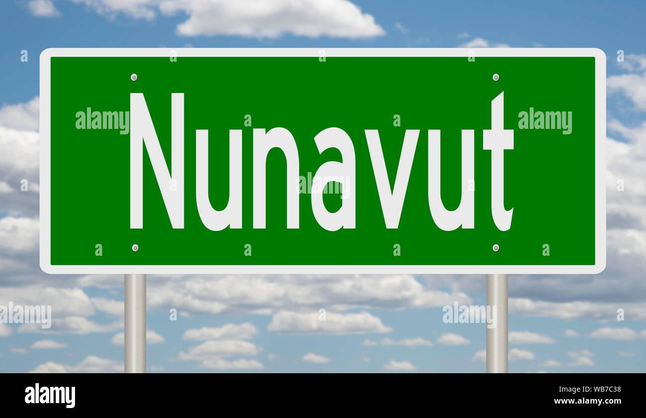Rendering of a green highway sign for Nunavut Canada Stock Photo - Alamy